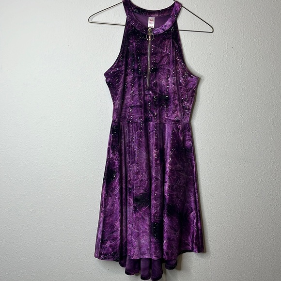 Justice | Dresses | Justice Girls Size 618 Purple Velvet Feel Sparkly ...